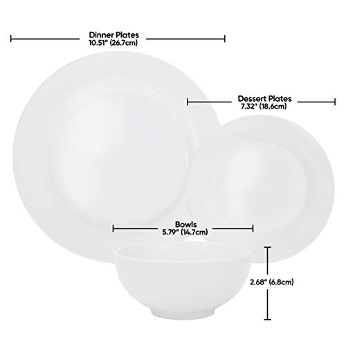 SUPER DEAL Round 18-Piece White Kitchen Dinnerware Set, Service for 6, Plates and Bowls – Microwave, Oven and Dishwasher Safe