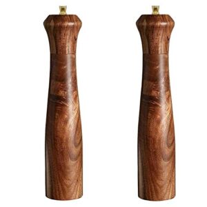 wooden salt and pepper grinder set, acacia wood salt and pepper grinders refillable,pepper mill with adjustable coarseness,salt and pepper grinders shaker tableware gifts 10" 2pc