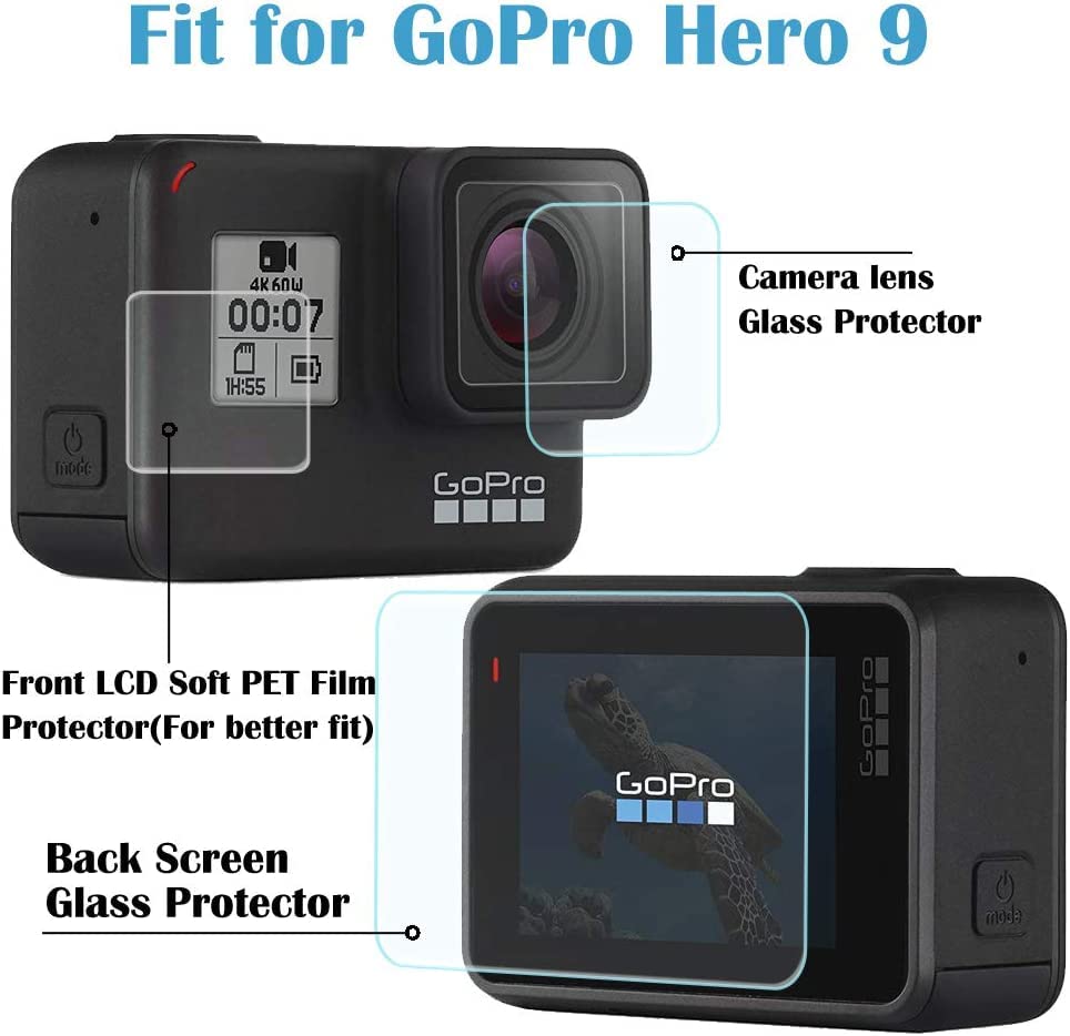 Ytaland Protective Cover for GoPro Hero 11 / Hero 10 / Hero 9 Black, with Tempered Glass Screen Protector, Plastic Housing Case Shell Frame