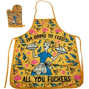 crazy dog t-shirts i'm going to feed all you fuckers funny cooking food graphic kitchen accessories (oven mitt + apron)