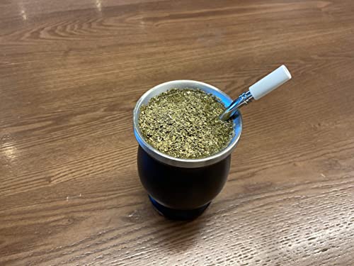 Evepure Yerba Mate Gourd Cup- Mate Gourd and Bombilla Set - Silicone Straw Tips for Yerba Mate Bombillas - Midnight Black