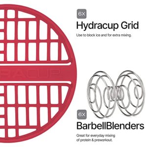 Hydra Cup | 6 Pack | Shaker Bottles for Protein Powder Shakes & Mixes, 28-Ounces (900ml), Six Colors, Wire Whisk & Mixing Grid, BPA Free Shaker Cup Blender Set