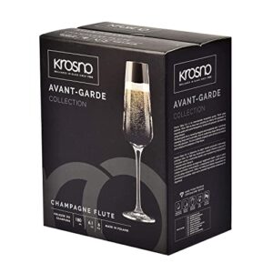 KROSNO Crystal Champagne Flute Glass | Set of 6 | 6.1 oz | Avant-Garde Collection | Perfect for Home, Restaurants and Parties | Dishwasher Safe