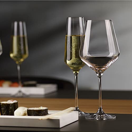 KROSNO Crystal Champagne Flute Glass | Set of 6 | 6.1 oz | Avant-Garde Collection | Perfect for Home, Restaurants and Parties | Dishwasher Safe