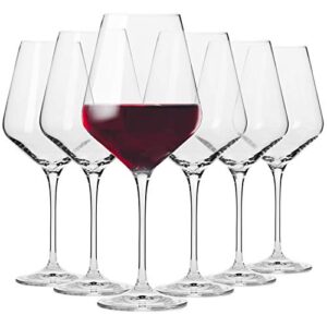 krosno red wine glasses | set of 6 | 16.6 oz | avant-garde collection | crystal glass | perfect for home, restaurants and parties | dishwasher safe