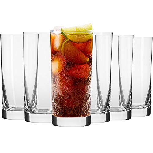 Krosno Tall Water Juice Drinking Highball Glasses | Set of 6 | 11.8 oz | Blended Collection | Perfect for Home Restaurants and Parties | Dishwasher Safe | Gift Idea | Made in Europe