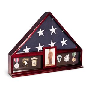 unknown1 handcrafted military flag and medal display wood case large cherry finish