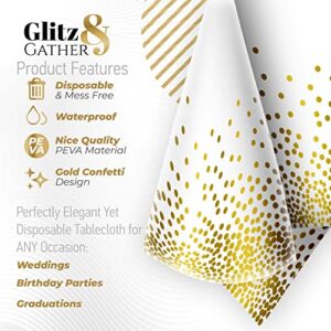 Glitz&Gather Heavy Duty Plastic Table Cloth For Parties Disposable 4 Pack, 54''x108'' for Rectangle Table |Decorative Durable,Waterproof & Wrinkleless Gold TableCloth |Plastic Table Cover For Weddings