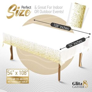 Glitz&Gather Heavy Duty Plastic Table Cloth For Parties Disposable 4 Pack, 54''x108'' for Rectangle Table |Decorative Durable,Waterproof & Wrinkleless Gold TableCloth |Plastic Table Cover For Weddings