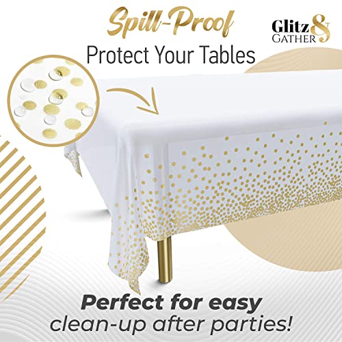 Glitz&Gather Heavy Duty Plastic Table Cloth For Parties Disposable 4 Pack, 54''x108'' for Rectangle Table |Decorative Durable,Waterproof & Wrinkleless Gold TableCloth |Plastic Table Cover For Weddings