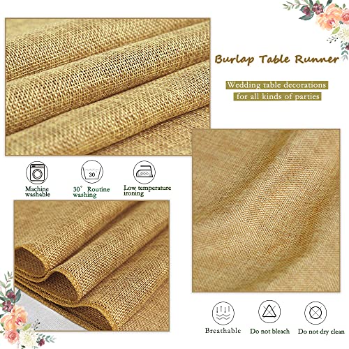 Burlap Table Runners Jute Table Runners 2 Pieces 13x84 Inch Khaki Summer Table Linens for Rustic Wedding Birthday Party Decoration