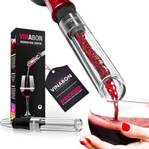 VINABON Wine Aerator – New 2023 Premium Wine Aerating Pourer and Wine Air Aerator Decanter Spout – Improves Wine Flavor & Bouquet. Includes WineGuide Ebook