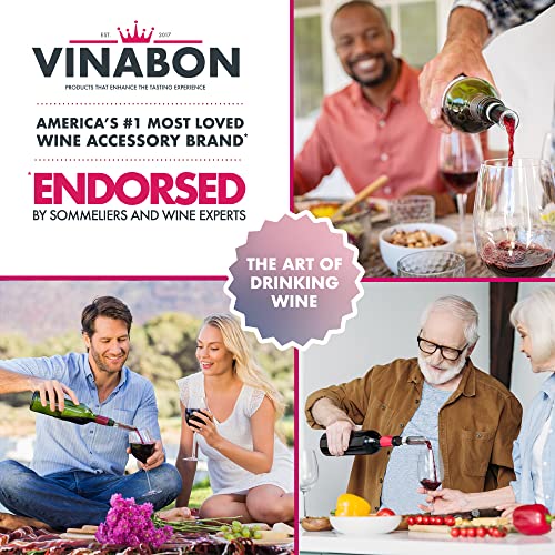 VINABON Wine Aerator – New 2023 Premium Wine Aerating Pourer and Wine Air Aerator Decanter Spout – Improves Wine Flavor & Bouquet. Includes WineGuide Ebook