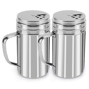 accmor 2pcs salt and pepper shakers with adjustable pour holes,pepper spice shakers,stainless steel seasoning shakers for salt pepper cinnamon powder sugar