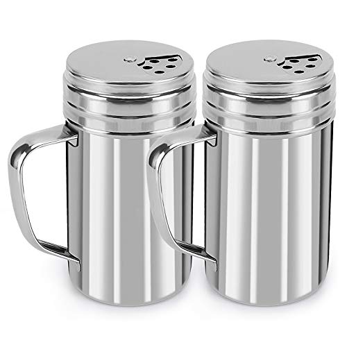 Accmor 2pcs Salt and Pepper Shakers with Adjustable Pour Holes,Pepper Spice Shakers,Stainless Steel Seasoning Shakers for Salt Pepper Cinnamon Powder Sugar