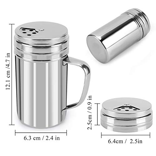 Accmor 2pcs Salt and Pepper Shakers with Adjustable Pour Holes,Pepper Spice Shakers,Stainless Steel Seasoning Shakers for Salt Pepper Cinnamon Powder Sugar