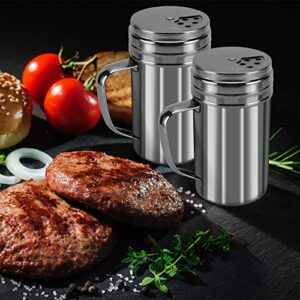 Accmor 2pcs Salt and Pepper Shakers with Adjustable Pour Holes,Pepper Spice Shakers,Stainless Steel Seasoning Shakers for Salt Pepper Cinnamon Powder Sugar