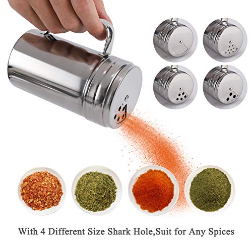 Accmor 2pcs Salt and Pepper Shakers with Adjustable Pour Holes,Pepper Spice Shakers,Stainless Steel Seasoning Shakers for Salt Pepper Cinnamon Powder Sugar