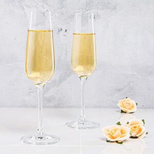 FAWLES Crystal Champagne Flutes Set of 6 - Classy Clear Stemmed Champagne Flute Glasses, Mimosa Glasses, 7 Ounce, Idea for Anniversary, Party, Wedding