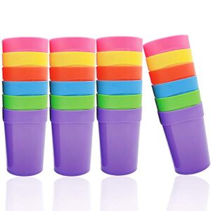 ojyudd 24 pcs 13.5oz/400ml unbreakable plastic tumblers,kids plastic cups,plastic kids juice tumblers in 6 assorted colors for children and adults,no bpa