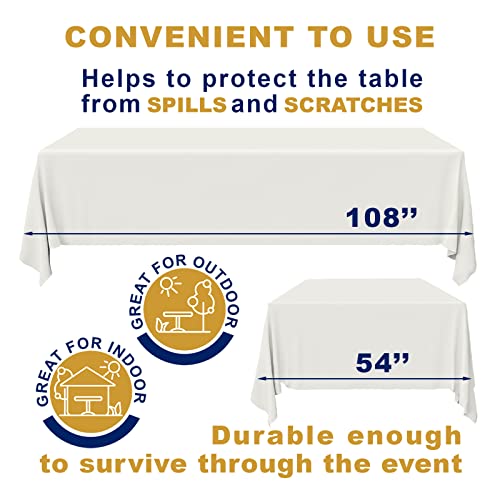 Sonluma 12 Pack 108" X 54" White Premium Disposable Plastic Tablecloth for 8ft Long Rectangle Tables, Waterproof Covers for Indoor or Outdoor Events & Parties