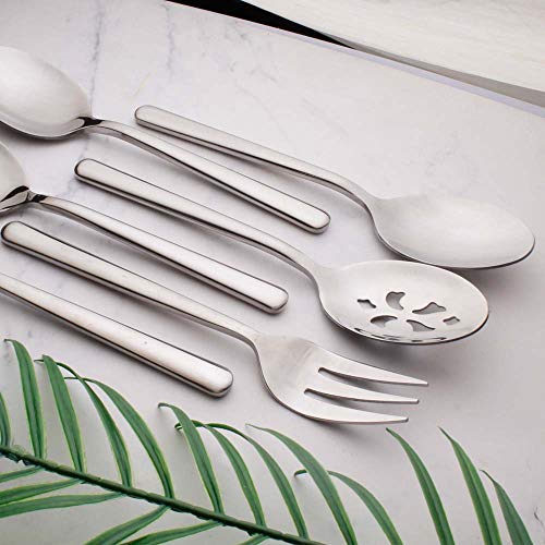 Enwinner Serving Spoons*2 Slot Spoons* 2 Forks *2 Buffet Colander Stainless Steel Banquet Set, Set of 6. Lenght 9" (6-spoon forks set)