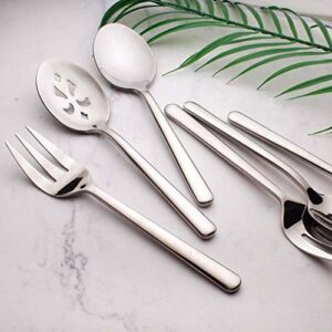 Enwinner Serving Spoons*2 Slot Spoons* 2 Forks *2 Buffet Colander Stainless Steel Banquet Set, Set of 6. Lenght 9" (6-spoon forks set)