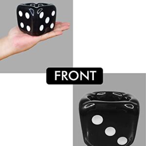 Jeuristic Ashtrays for Cigarettes Dice Ash Tray - Premium Ceramic Retro Cool Ashtrays Gifts for Smokers Home Ashtrays for Indoor Outdoor Patio Desktop Decor Unique Fancy Ashtray Cute Ashtray Black