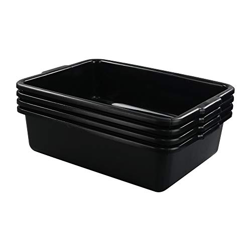 Zerdyne 4 Packs Plastic Bus Boxes/Dish Bus Tubs, 13 L Black Commercial Bus Boxes