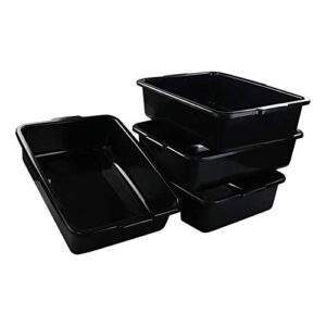 Zerdyne 4 Packs Plastic Bus Boxes/Dish Bus Tubs, 13 L Black Commercial Bus Boxes