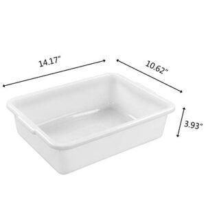 Dehouse White Plastic Bus Pans, 4 Packs Food Service Bus Tubs, 8 Liters