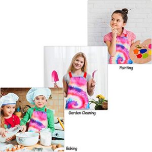 Kid Girls Boys Apron, Adjustable Kitchen Cooking Chef Apron with Pocket for Cooking Baking Art Painting Gardening,Tie Dye, 6-12Years