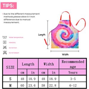 Kid Girls Boys Apron, Adjustable Kitchen Cooking Chef Apron with Pocket for Cooking Baking Art Painting Gardening,Tie Dye, 6-12Years