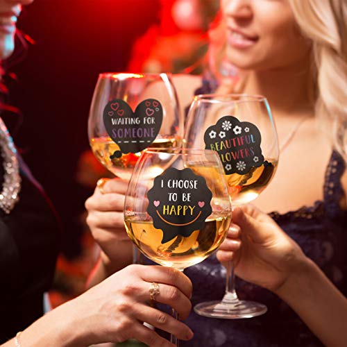 36 Pieces Wine Glass Drink Markers Funny Stickers for Wine Glasses Reusable Glass Stickers for Wine Tasting Party Wine Charms and Favors Dinner Party Wedding BBQ Pub