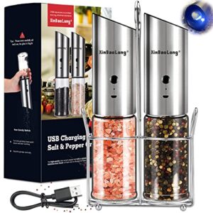 [most popular pepper grinder]usb rechargeable electric salt and pepper grinder set,xinbaolong stainless steel pepper grinder refillable,adjustable coarseness,gravity salt and pepper grinder set