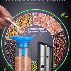 [Most Popular Pepper Grinder]USB Rechargeable Electric Salt and Pepper Grinder Set,XinBaoLong Stainless Steel Pepper Grinder Refillable,Adjustable Coarseness,Gravity Salt and Pepper Grinder Set