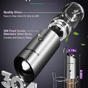 [Most Popular Pepper Grinder]USB Rechargeable Electric Salt and Pepper Grinder Set,XinBaoLong Stainless Steel Pepper Grinder Refillable,Adjustable Coarseness,Gravity Salt and Pepper Grinder Set