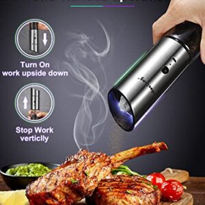 [Most Popular Pepper Grinder]USB Rechargeable Electric Salt and Pepper Grinder Set,XinBaoLong Stainless Steel Pepper Grinder Refillable,Adjustable Coarseness,Gravity Salt and Pepper Grinder Set