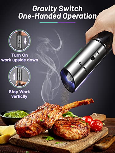 [Most Popular Pepper Grinder]USB Rechargeable Electric Salt and Pepper Grinder Set,XinBaoLong Stainless Steel Pepper Grinder Refillable,Adjustable Coarseness,Gravity Salt and Pepper Grinder Set