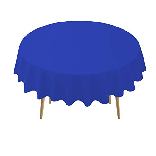 Royal Blue Plastic Tablecloths 2 Pack Disposable Table Covers 84 Inches Circle Shower Party Tablecovers PEVA Vinyl Dark Table Cloths for Parties Birthdays Weddings Banquet's 6 ft Round Table Use