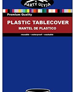 Royal Blue Plastic Tablecloths 2 Pack Disposable Table Covers 84 Inches Circle Shower Party Tablecovers PEVA Vinyl Dark Table Cloths for Parties Birthdays Weddings Banquet's 6 ft Round Table Use