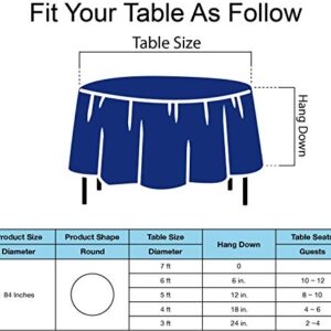 Royal Blue Plastic Tablecloths 2 Pack Disposable Table Covers 84 Inches Circle Shower Party Tablecovers PEVA Vinyl Dark Table Cloths for Parties Birthdays Weddings Banquet's 6 ft Round Table Use