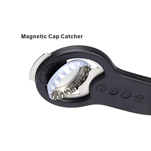 KITCHENDAO 2 in 1 Magnetic Beer Bottle Opener for Fridge and RV with Cap Catcher - Pop Can Soda Can Opener, Stick to Refrigerator for Easy Storage with Magnet, Gift for Men Husband Father- 1 Pack