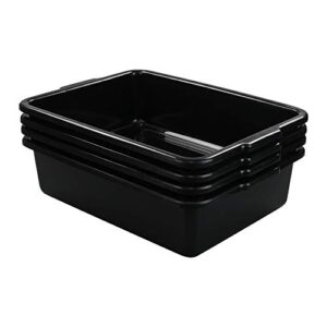 morcte 4-pack plastic large commercial bus box, 32 l black bus tubs