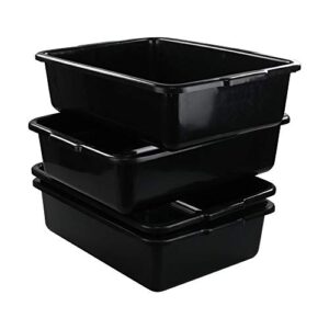 Morcte 4-Pack Plastic Large Commercial Bus Box, 32 L Black Bus Tubs