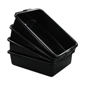 Morcte 4-Pack Plastic Large Commercial Bus Box, 32 L Black Bus Tubs