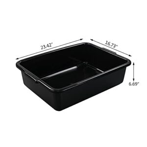 Morcte 4-Pack Plastic Large Commercial Bus Box, 32 L Black Bus Tubs