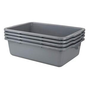 teyyvn 4 packs plastic bus tubs, gray large utility bus box/commercial tote box, 32 l