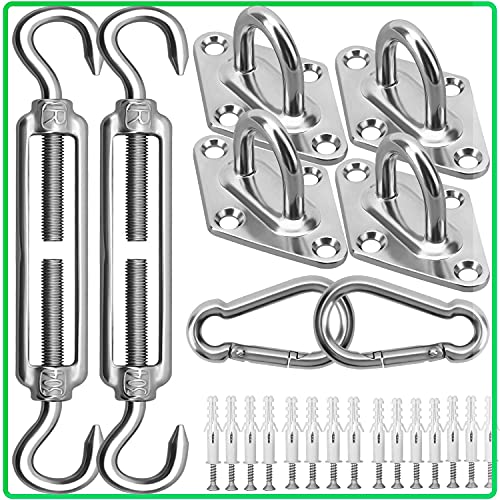 Sun Shade Sail Hardware Kit - 6 Inch 304 Stainless Steel Sunshades Canopy Installation Kit for Install Rectangle & Triangle Shade Sails Deck Garden Lawn Patio Outdoor Metal Sail Shade Hardware Kit