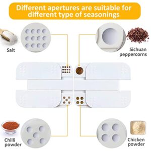 2 Pack 4 in 1 Plastic Salt and Pepper Shaker- 8 Grids Empty Spice Dispenser with Adjustable Holes Transparent Travel Seasoning Cans Condiment Jars for Camping Home Restaurant Kitchen Cooking Steak BBQ